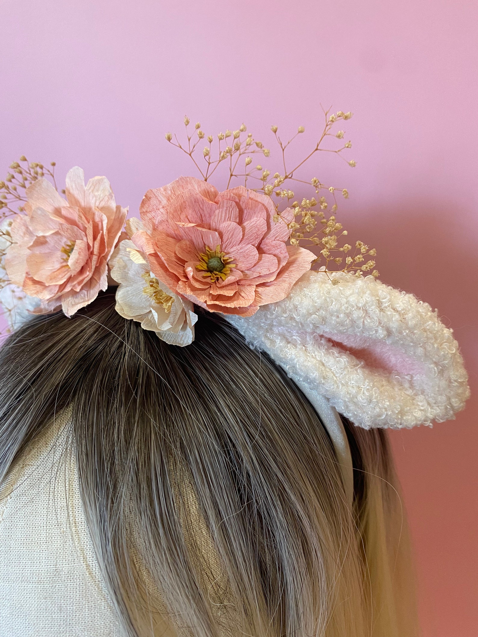 Lamb Ear Headband: Crepe Paper Flowers, Cosplay Costume - Etsy