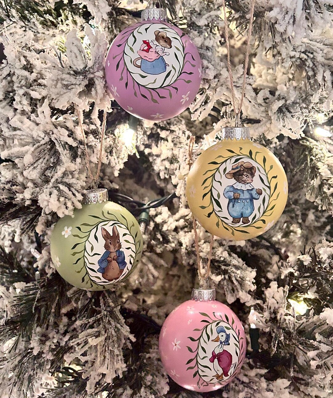 Peter Rabbit and Friends Hand Painted Christmas Bauble, Xmas Ornament ...