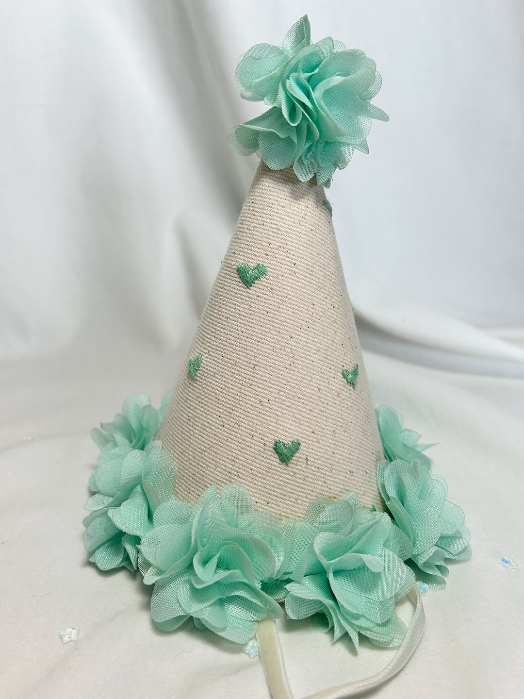 Hand Embroidered Heart Party Hat, Birthday Hat, Birthday Decor ...