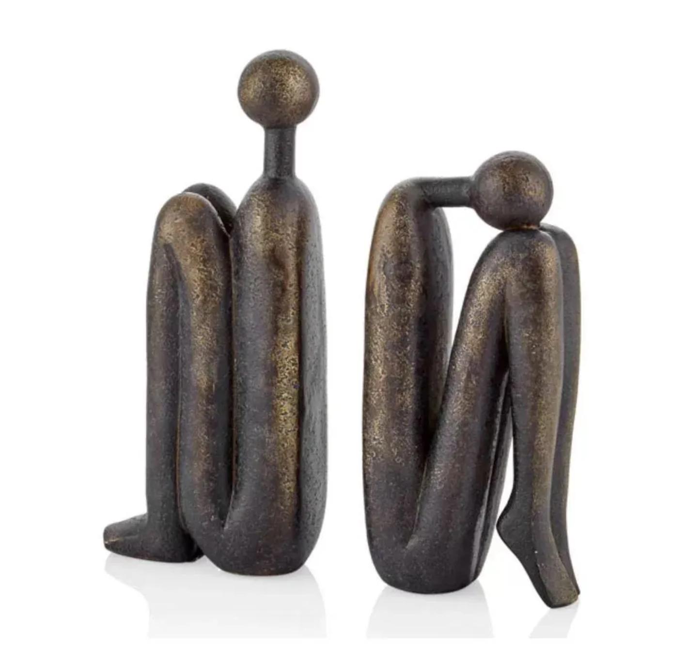 Abstract Bookends Set of 2, Modern Figurines for Shelf or Desk Decor ...