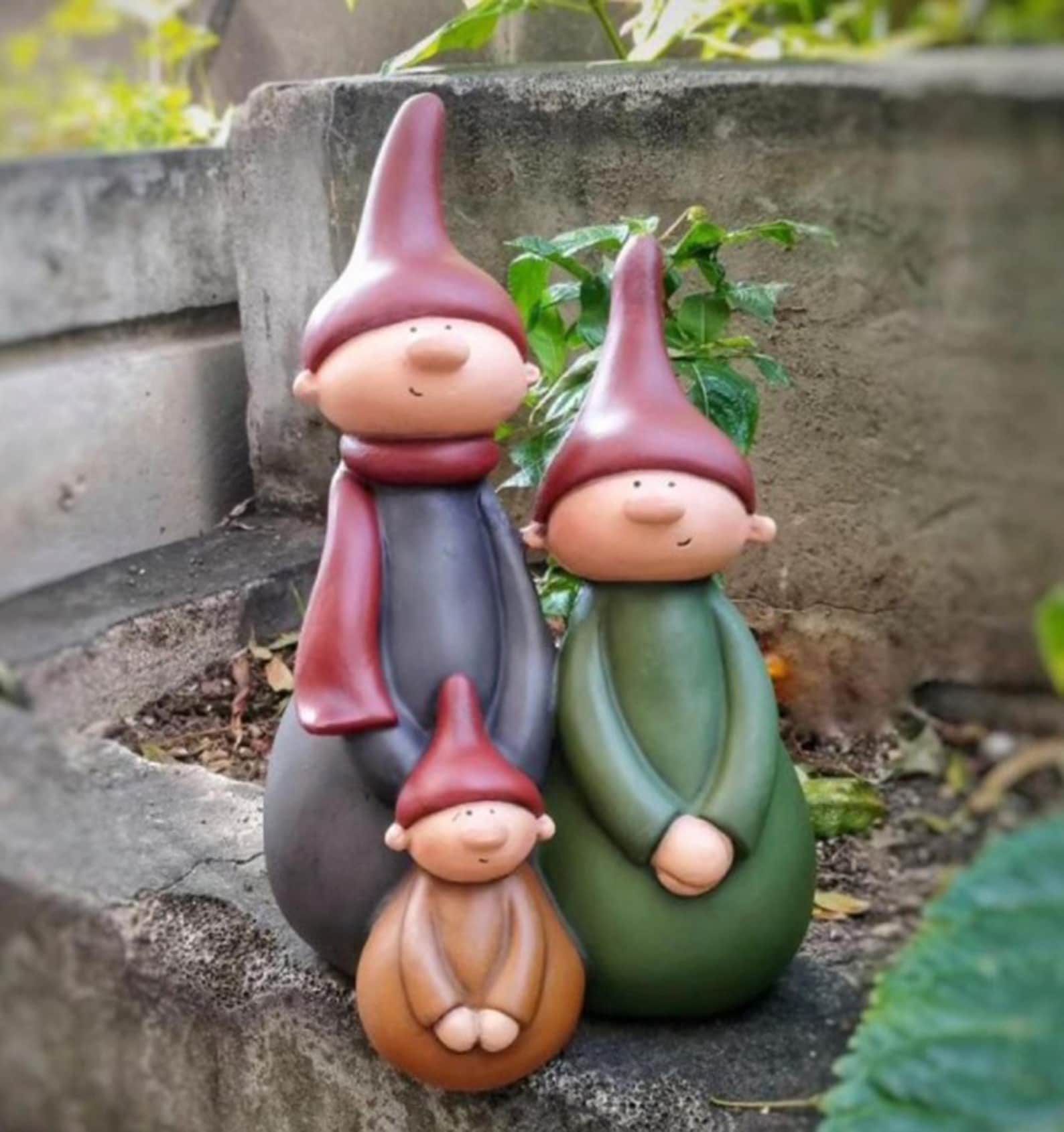Christmas Gnome Family Figurine Set of 3, Holiday Elf Family, Seasonal ...