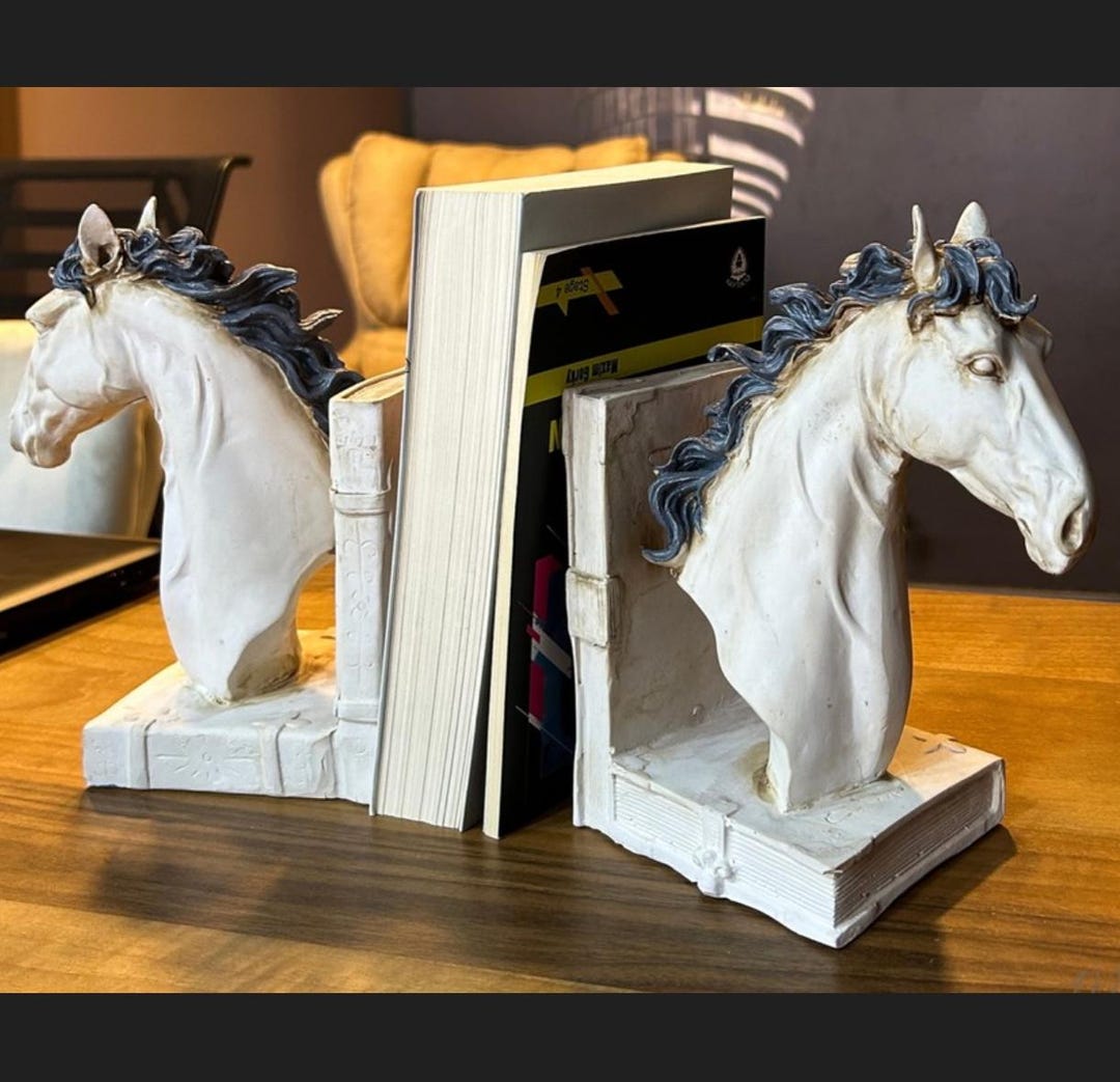 Elegant Horse Bookends, Horse Bookends Decor, Horse Head Bookshelf ...
