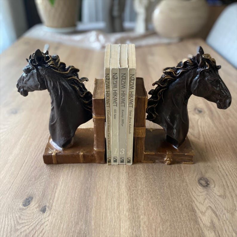 Elegant Horse Bookends, Horse Bookends Decor, Horse Head Bookshelf ...