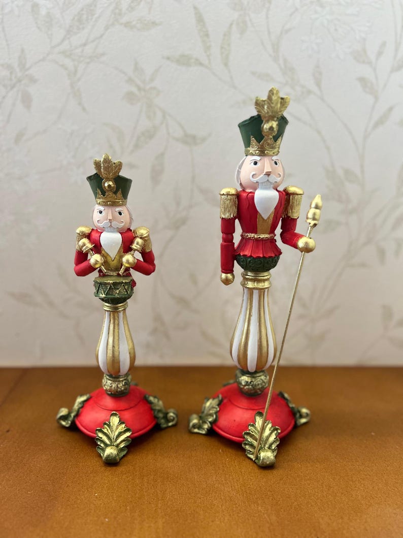 Christmas Nutcracker Candle Holders Set of 2, Hand-painted Festive ...