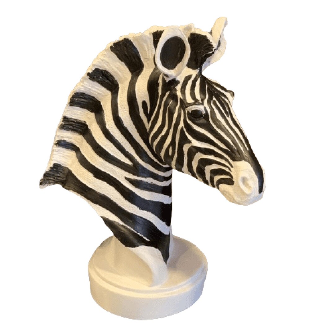 Zebra Head Sculpture, African Wildlife Home Decor, Animal Bust, Safari ...