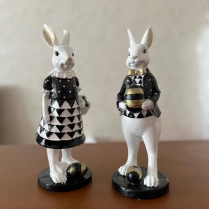 Cute Easter Bunny Figurines, Rabbit Decor, Elegant Spring Decoration ...