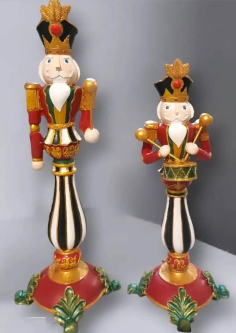 Christmas Nutcracker Candle Holders Set of 2, Hand-painted Festive ...