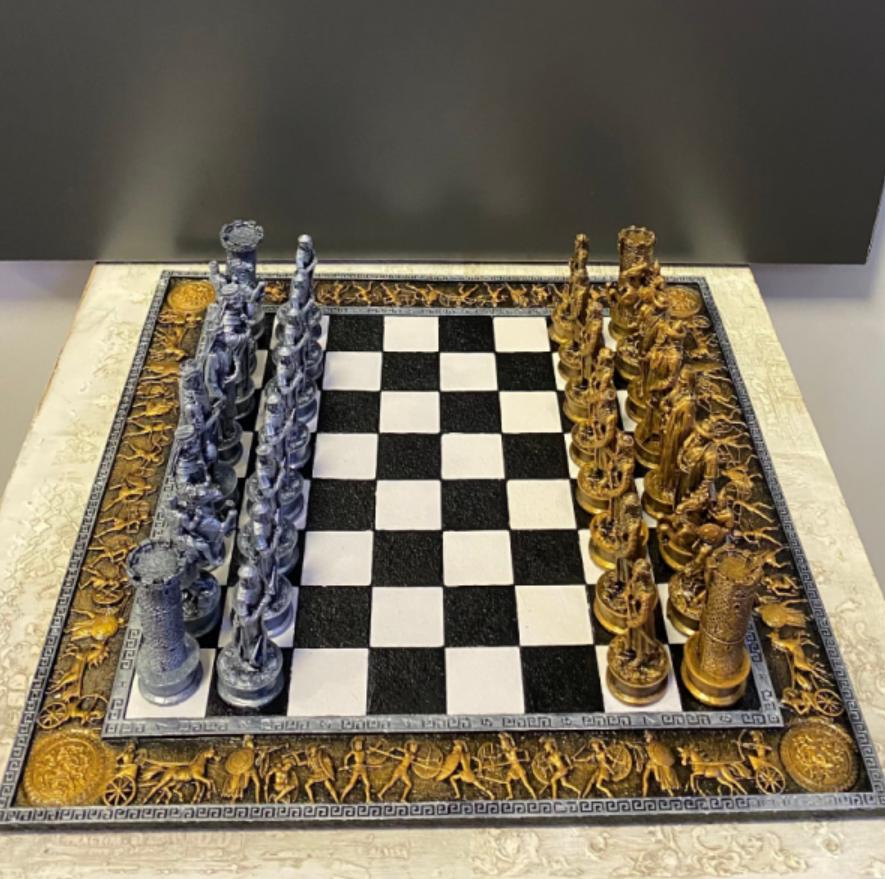 Historical Chess Set With Decorative Board, Medieval Chess Set With ...