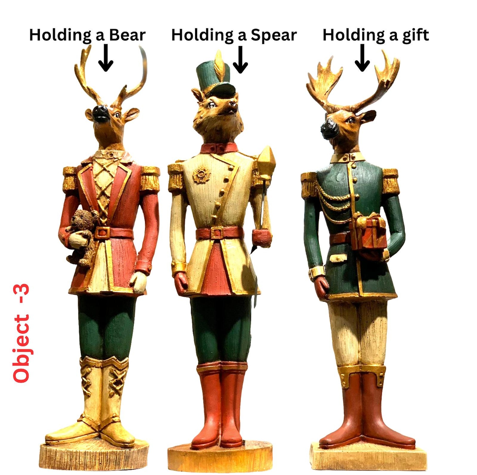 Nutcracker Figurines Set of 3, Nutcracker Animal Sculptures, Christmas ...