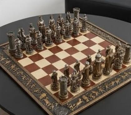 Historical Chess Set With Decorative Board, Medieval Chess Set With ...