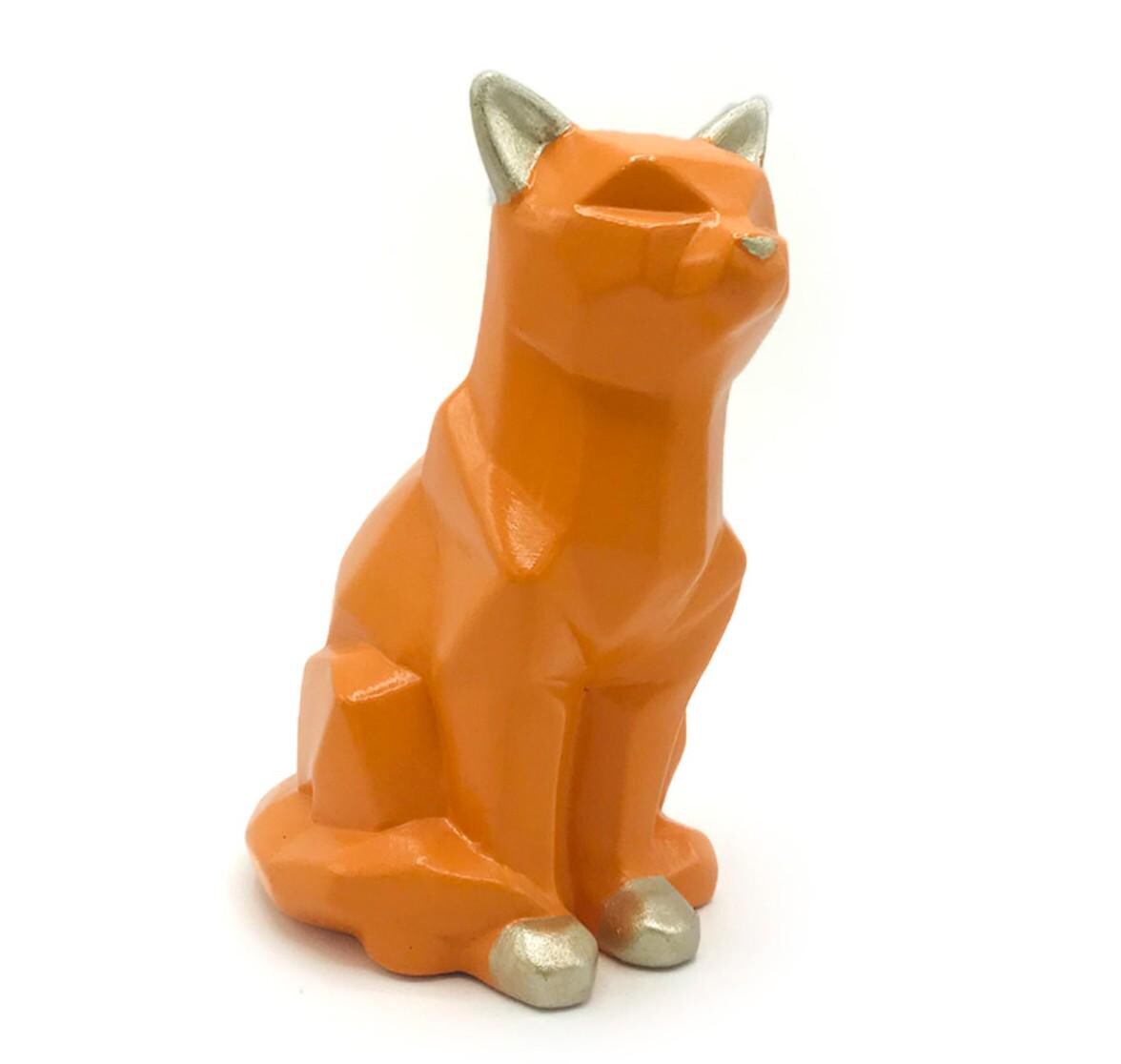 Handmade Cubic Cat Statue, Modern Geometric Decor, Handmade Geometric ...