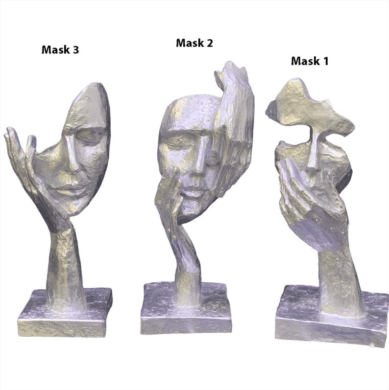 Abstract Face Sculpture Set, Tabletop Statues, Face Statue, Face Decor ...