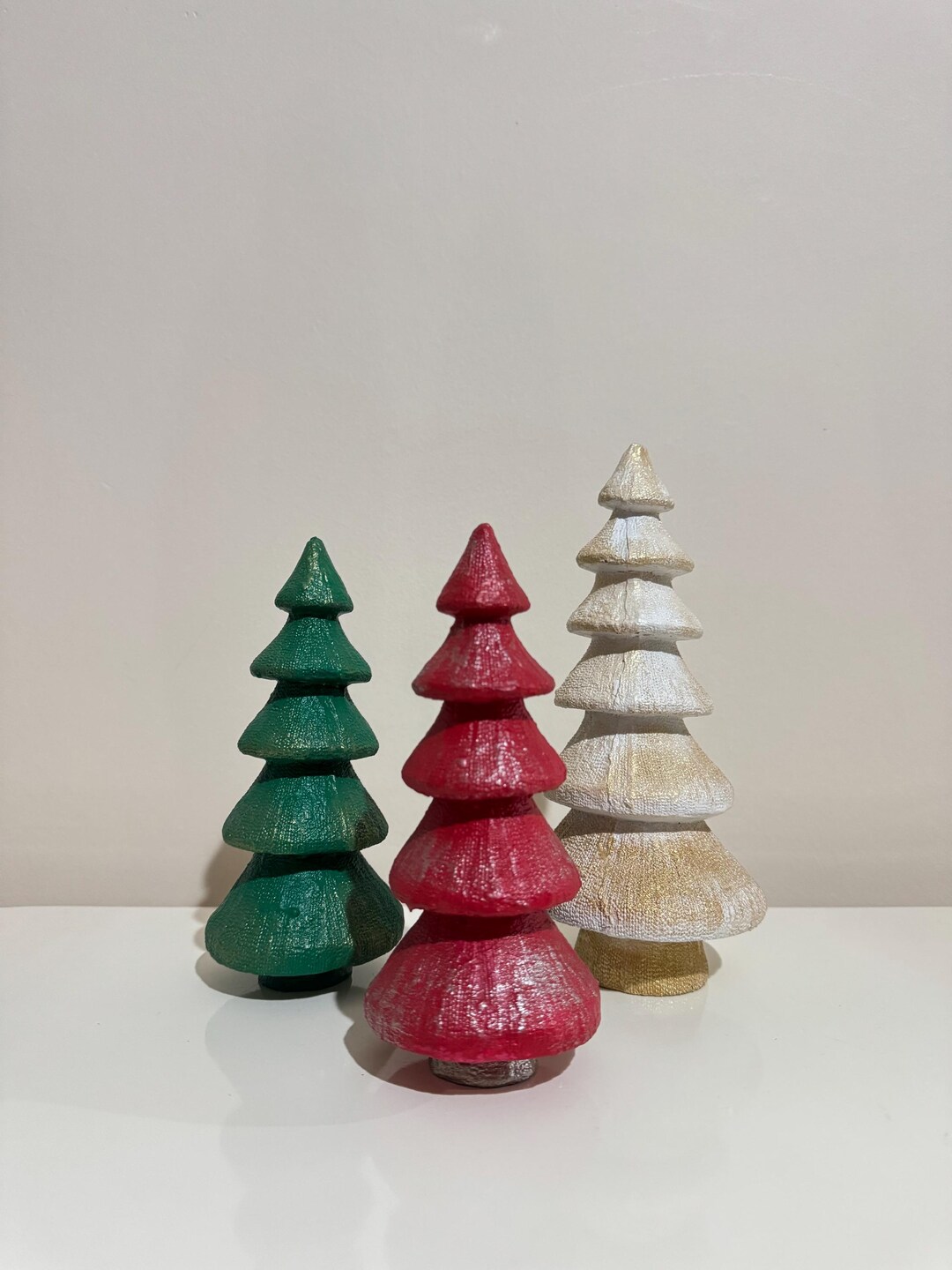 Mini Christmas Tree Set Sculpture, Colorful Holiday Trees, Festive ...