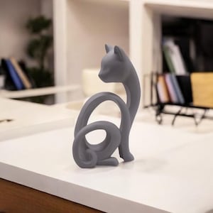 Abstract Cat Sculpture, Minimalist Cat Figurine, Geometric Cat Decor ...