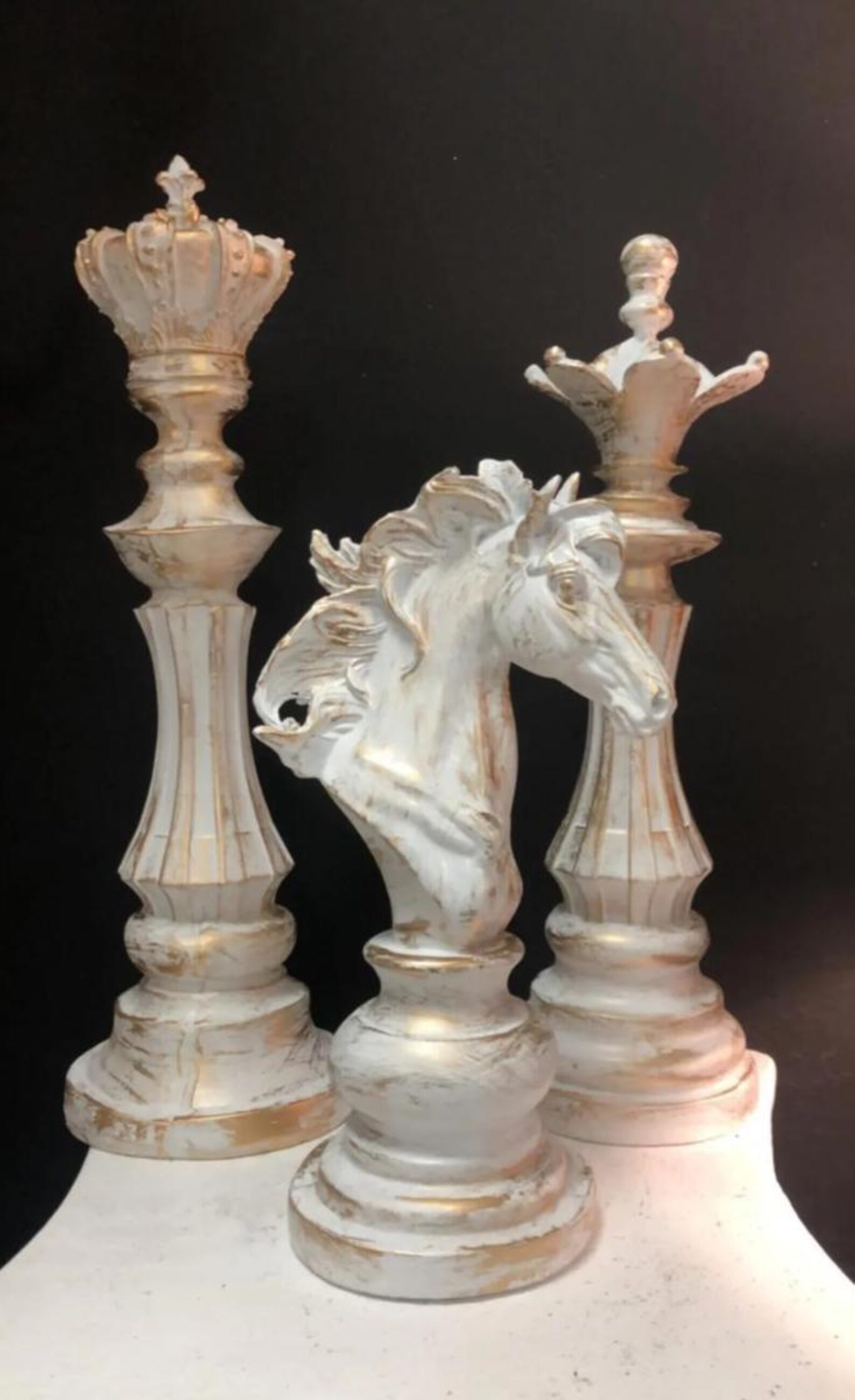 Chess Statues Set of 3, Chess Art Sculptures, Decorative Chess Statues ...