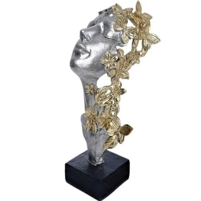 Artistic Girl Face With Flowers Sculpture, Floral Face Art Decor ...