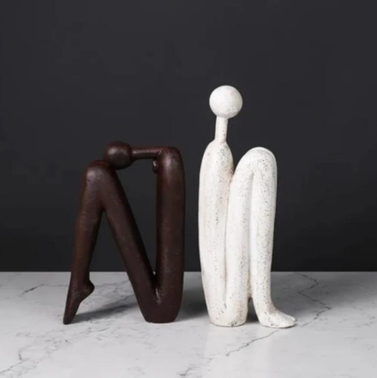 Abstract Bookends Set of 2, Modern Figurines for Shelf or Desk Decor ...