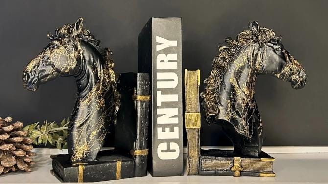 Elegant Horse Bookends, Horse Bookends Decor, Horse Head Bookshelf ...