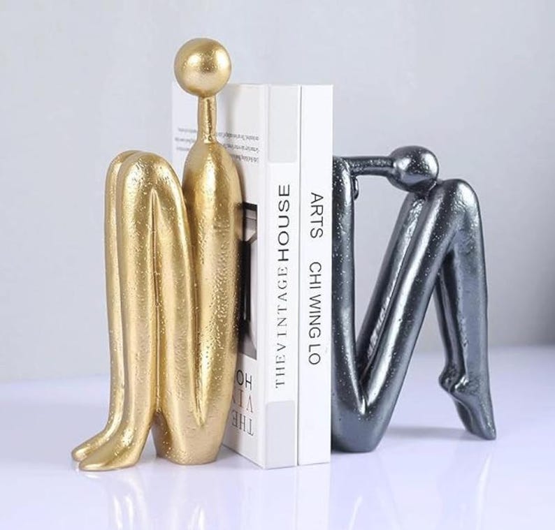 Abstract Bookends Set of 2, Modern Figurines for Shelf or Desk Decor ...