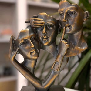 Three Faces Sculpture, Abstract Face Sculpture, Unique Table Decor ...