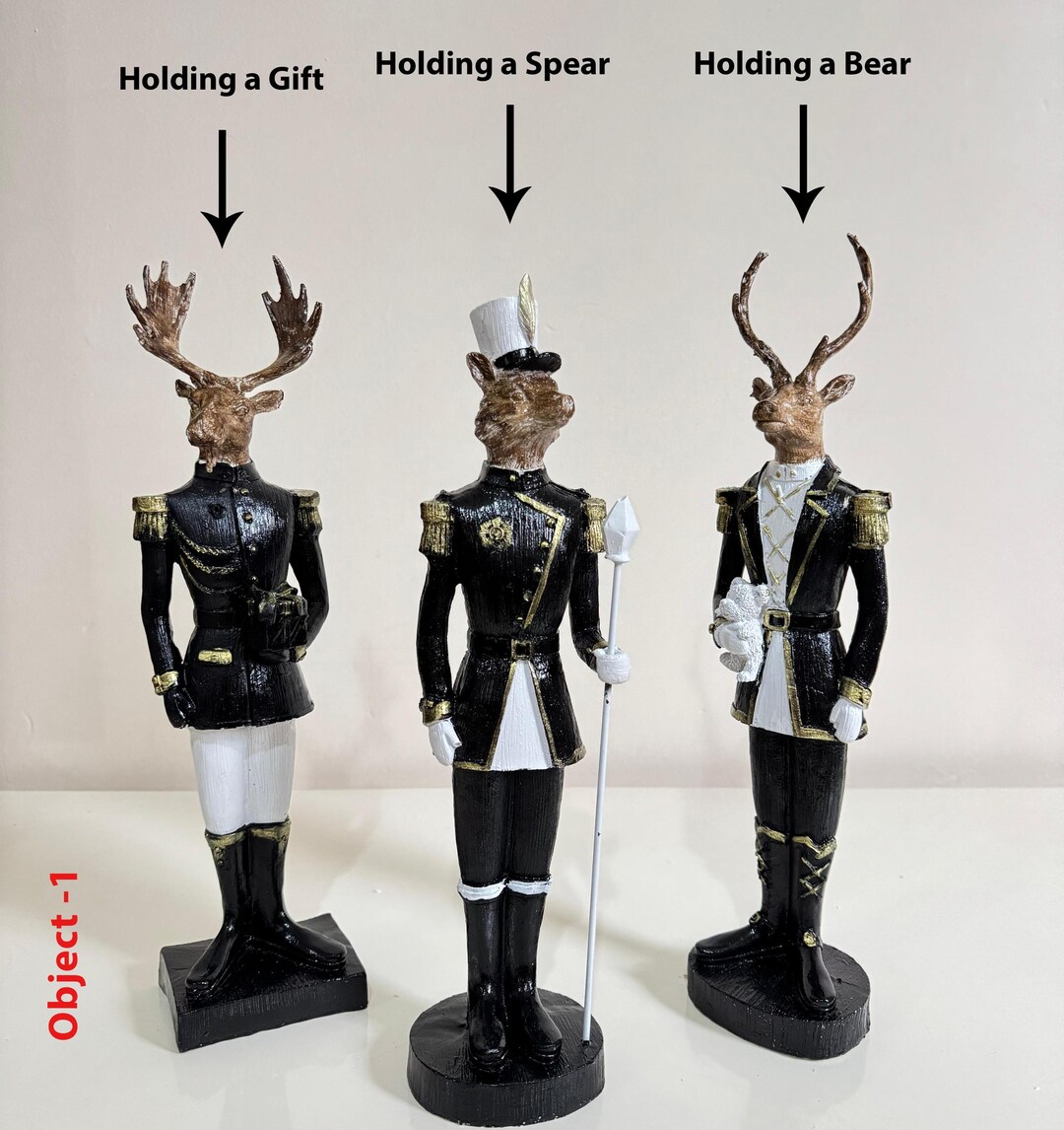 Nutcracker Figurines Set of 3, Nutcracker Animal Sculptures, Christmas ...