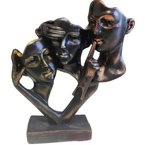 Three Faces Sculpture, Abstract Face Sculpture, Unique Table Decor ...