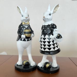 Cute Easter Bunny Figurines, Rabbit Decor, Elegant Spring Decoration ...