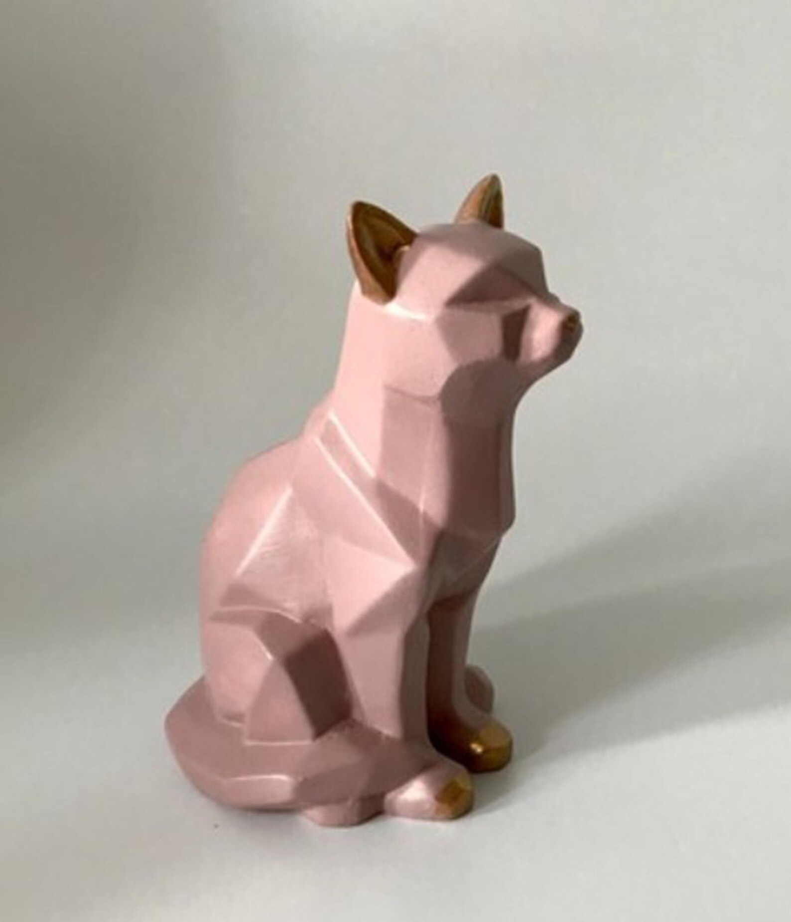 Handmade Cubic Cat Statue, Modern Geometric Decor, Handmade Geometric ...