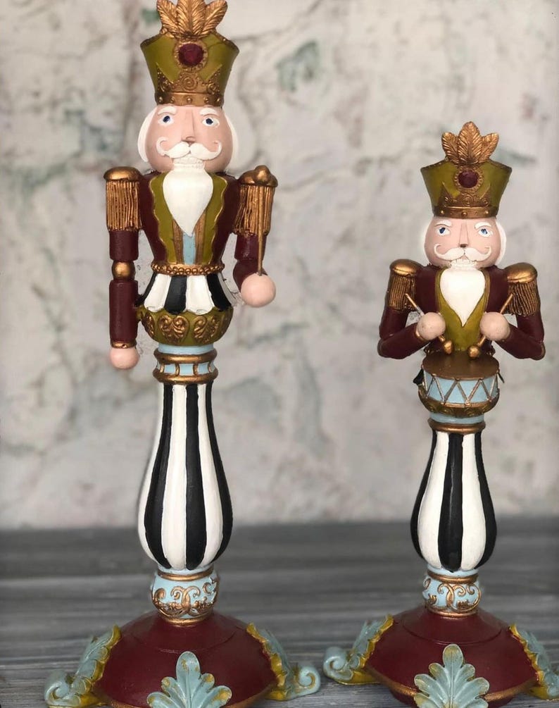 Christmas Nutcracker Candle Holders Set of 2, Hand-painted Festive ...