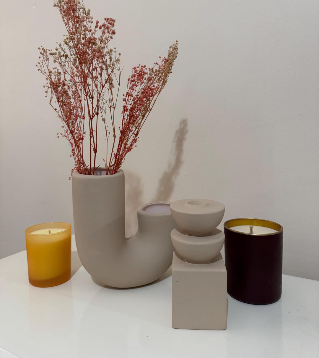 J Shape Ceramic Vase & Ceramic Square Vase, Minimalist Vases ...