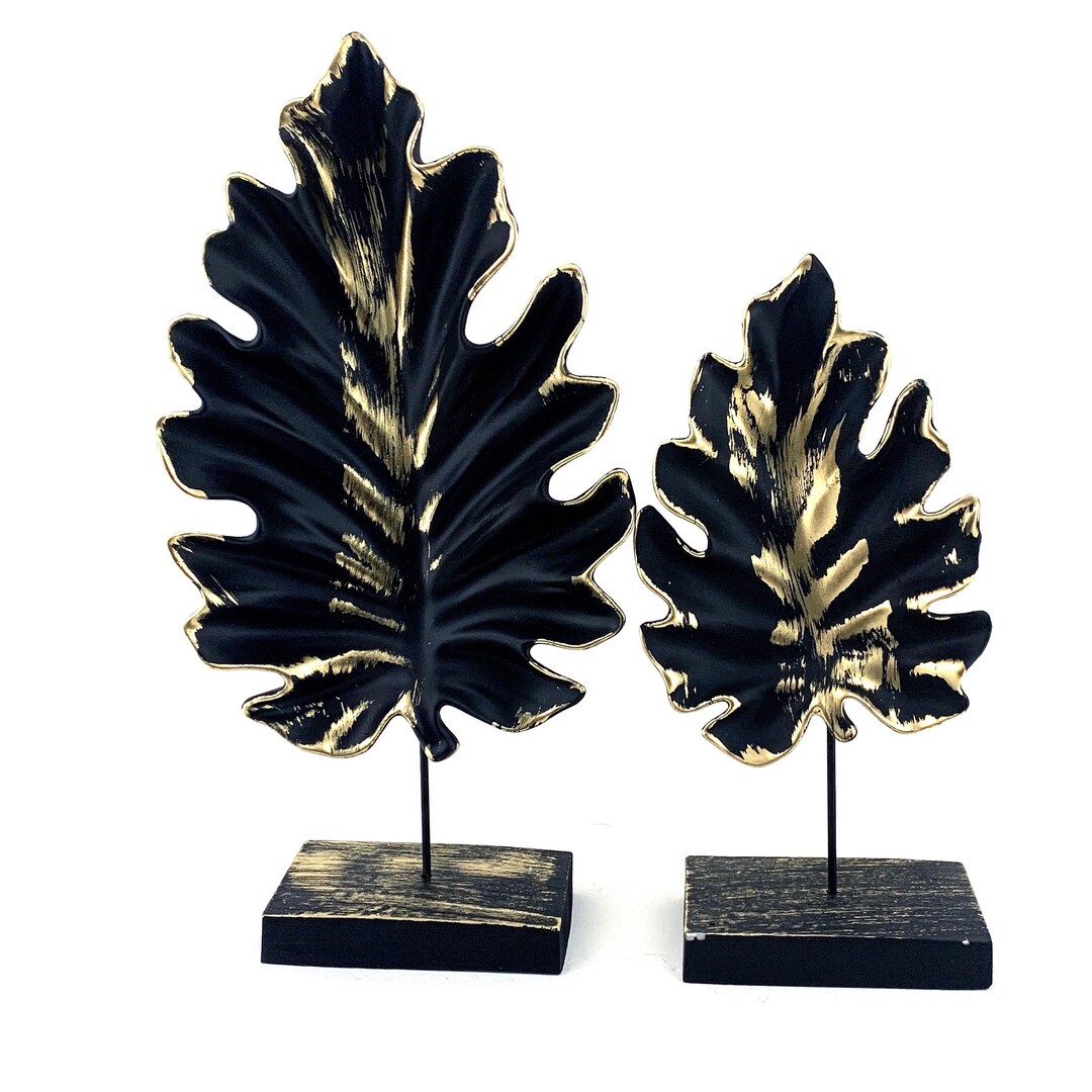 Decorative Leaf Figurine Set, Modern Leaf Sculpture, Nature Inspired ...