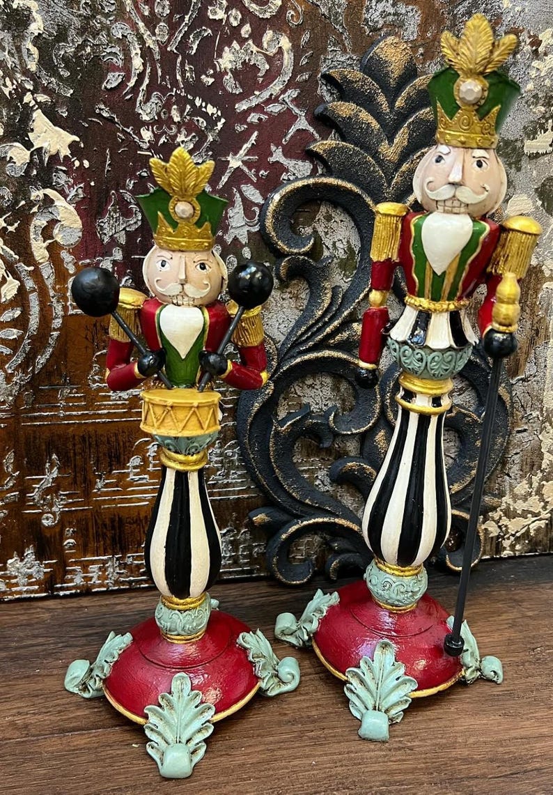 Christmas Nutcracker Candle Holders Set of 2, Hand-painted Festive ...