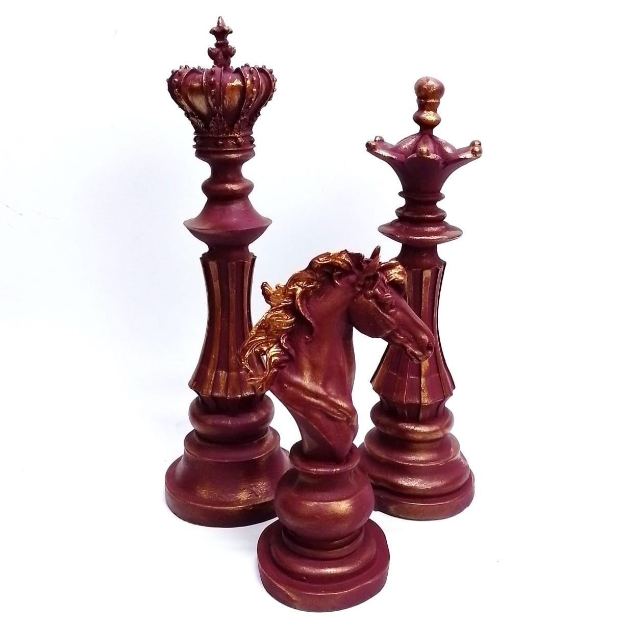 Chess Statues Set of 3, Chess Art Sculptures, Decorative Chess Statues ...