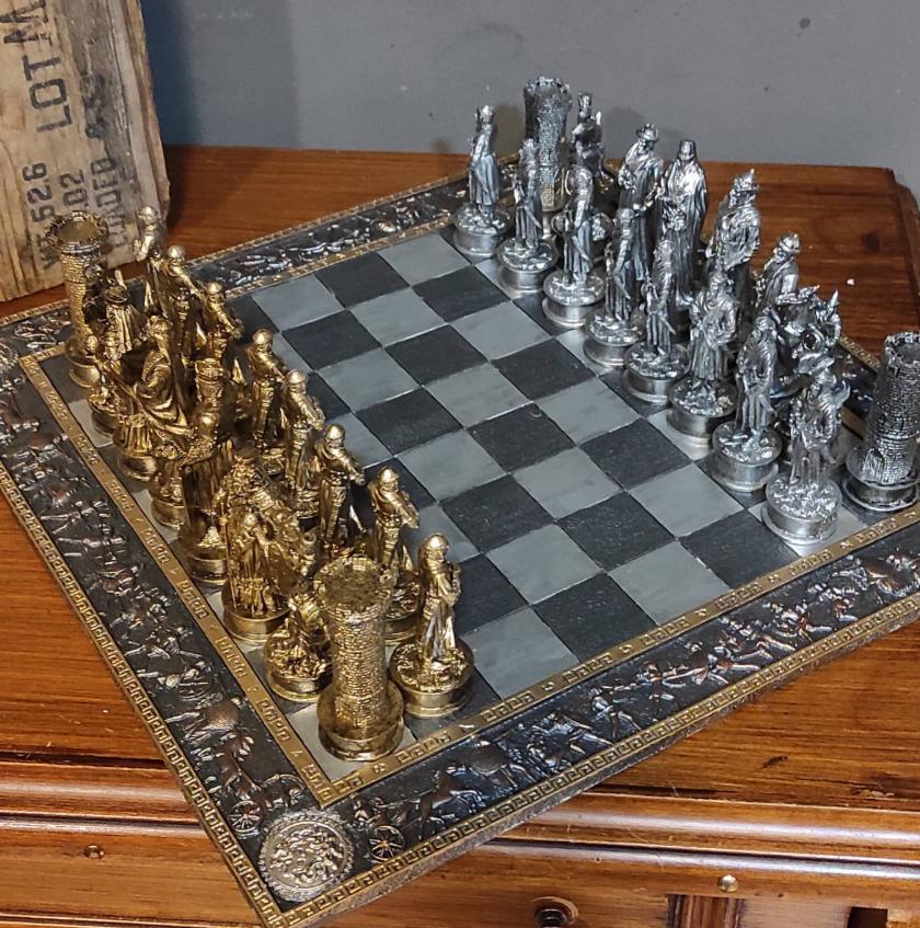Historical Chess Set With Decorative Board, Medieval Chess Set With ...