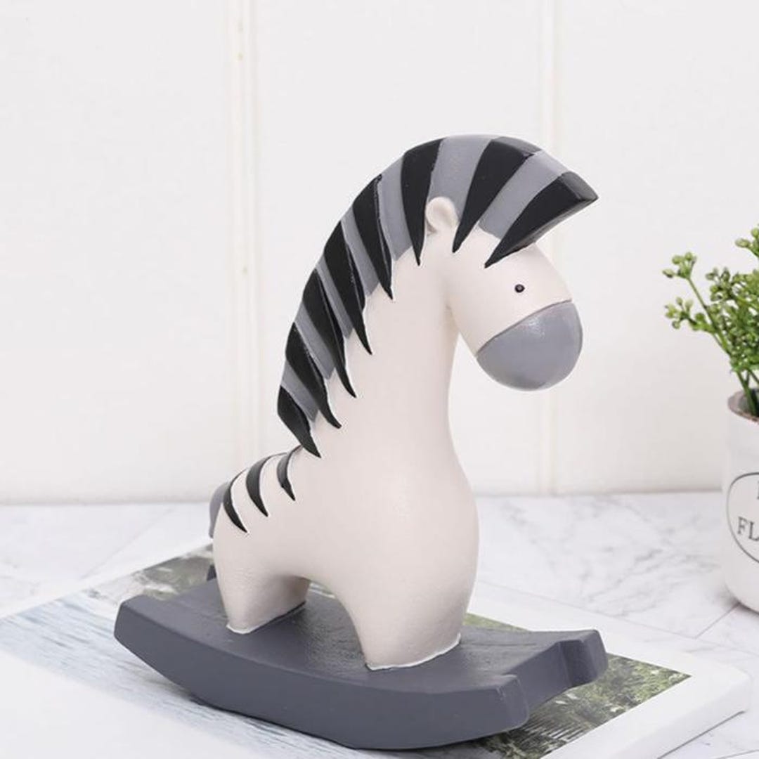 Minimalist Zebra Statue With Rocking Base, Polyester Cute Zebra Decor ...