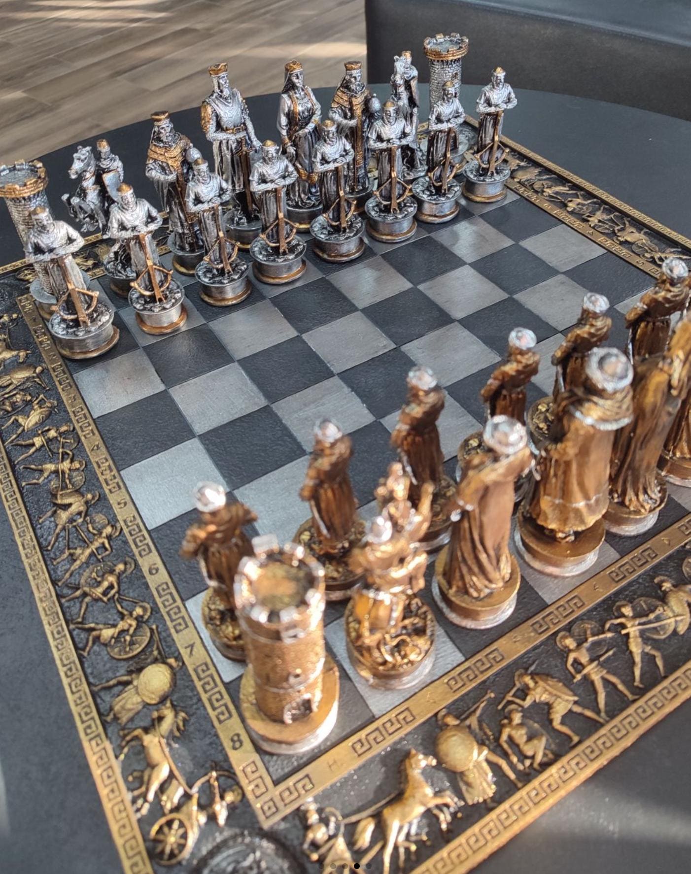 Historical Chess Set With Decorative Board, Medieval Chess Set With ...