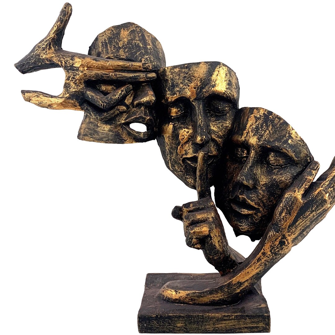 Abstract Three Face Sculpture, Modern Art Decor, Tabletop Statue ...