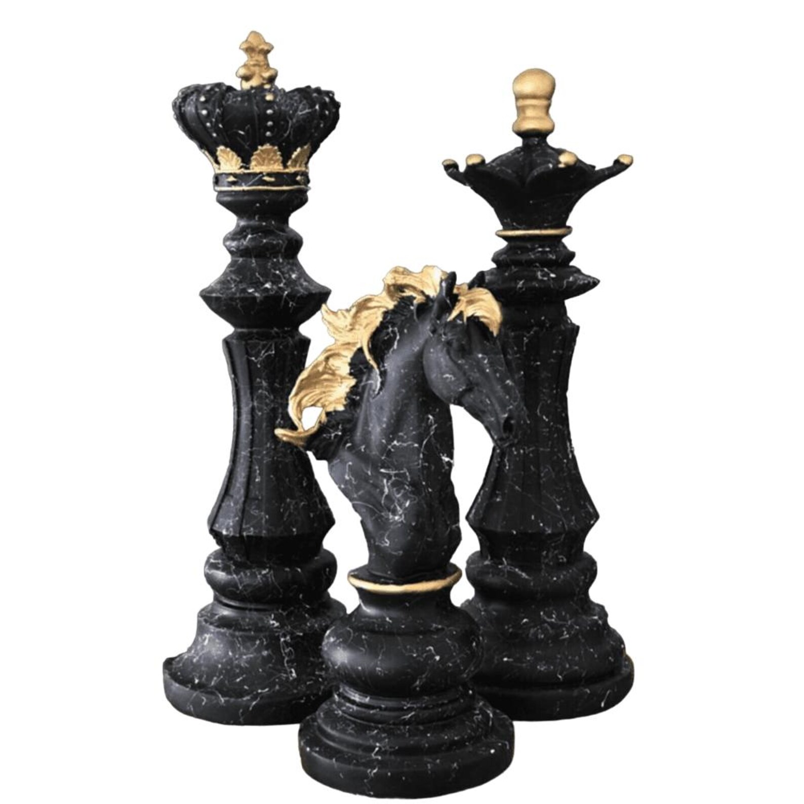 Chess Statues Set of 3, Chess Art Sculptures, Decorative Chess Statues ...