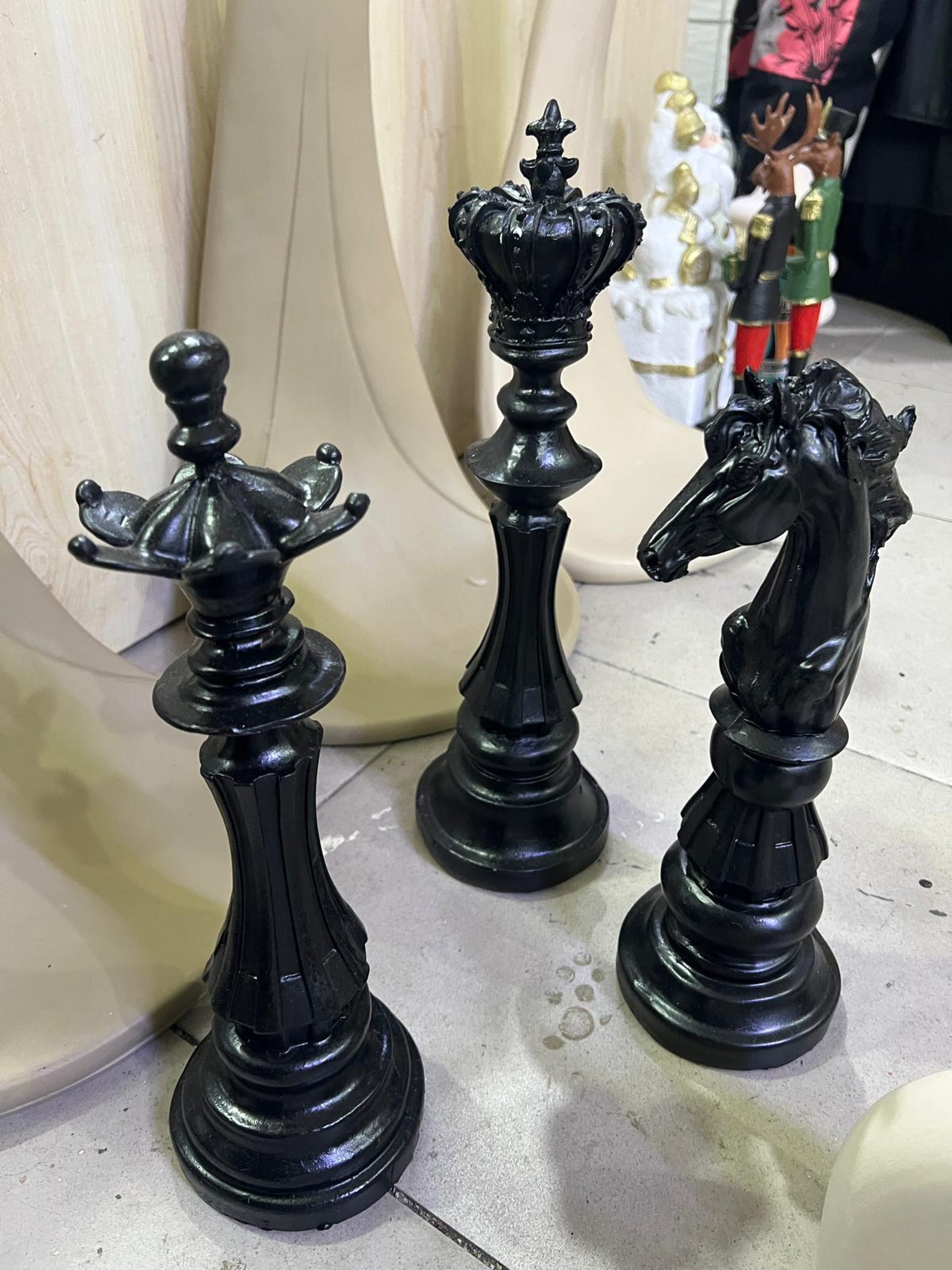Chess Statues Set of 3, Chess Art Sculptures, Decorative Chess Statues ...