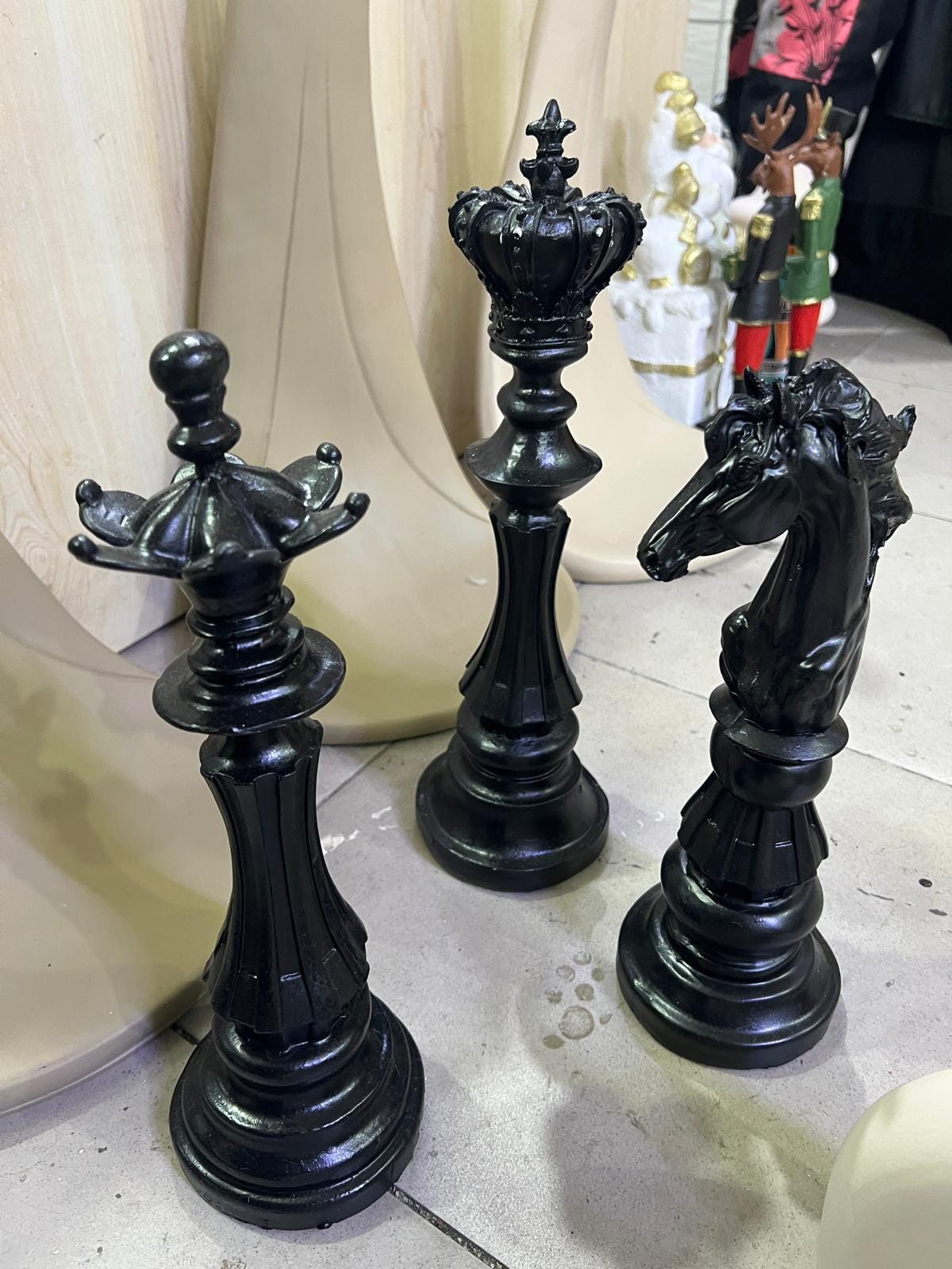 Chess Statues Set of 3, Chess Art Sculptures, Decorative Chess Statues ...