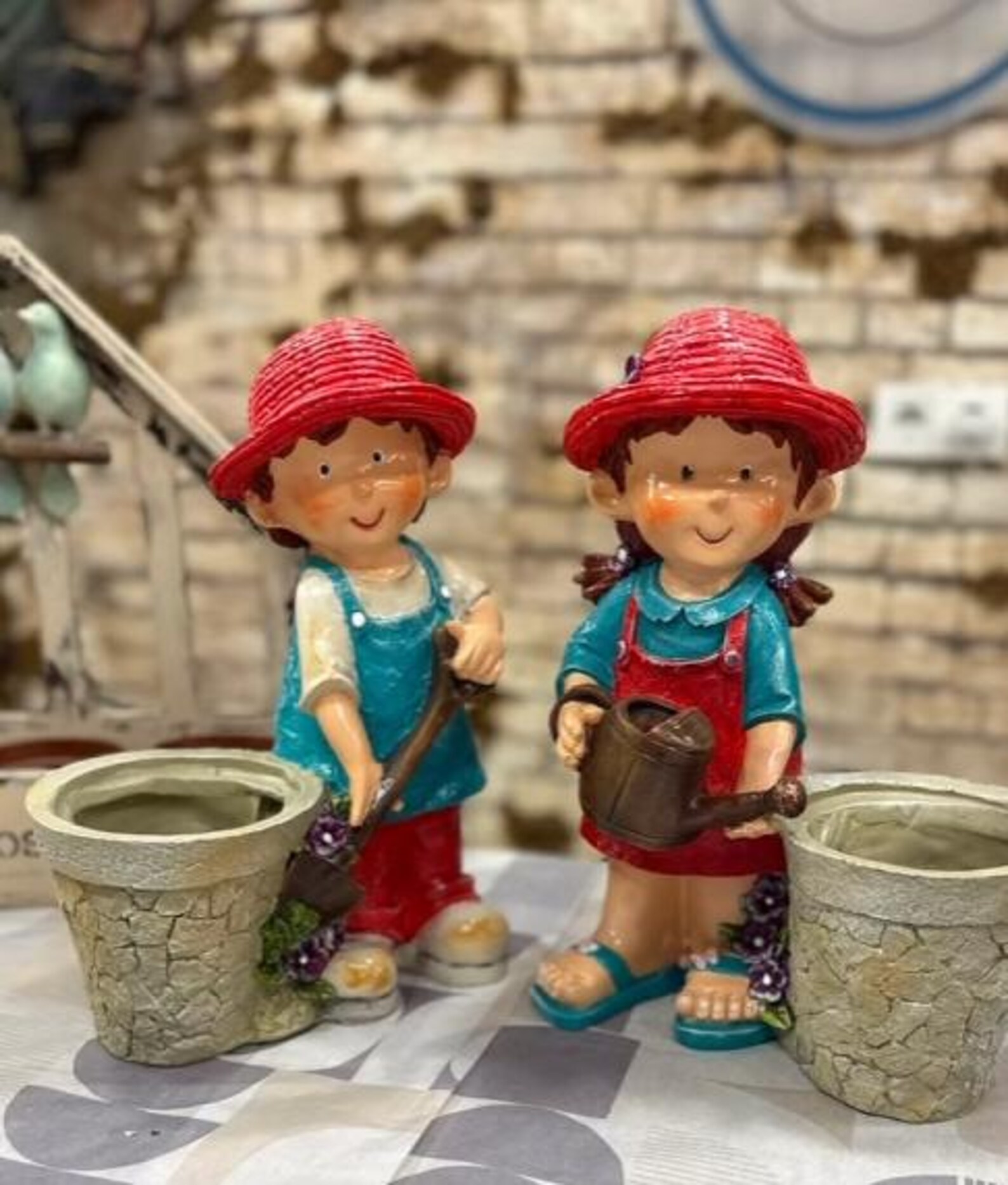Cute Girl and Boy Planter Pots for Garden Decor, Outdoor Yard Statues ...