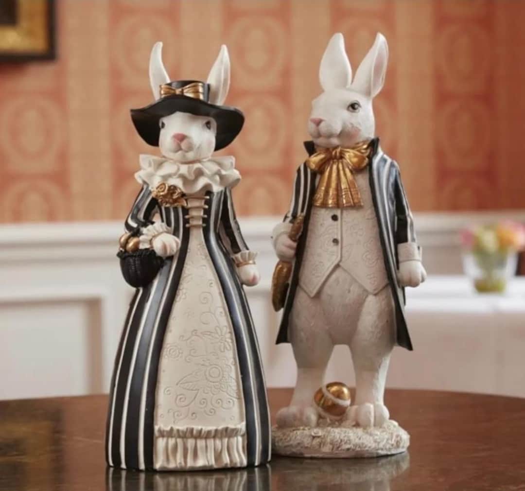Easter Bunny Decor, Elegant Rabbit Couple, Easter Home Decor, Spring ...