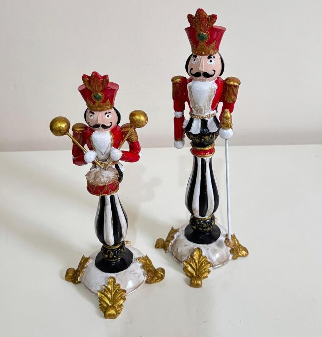 Christmas Nutcracker Candle Holders Set of 2, Hand-painted Festive ...