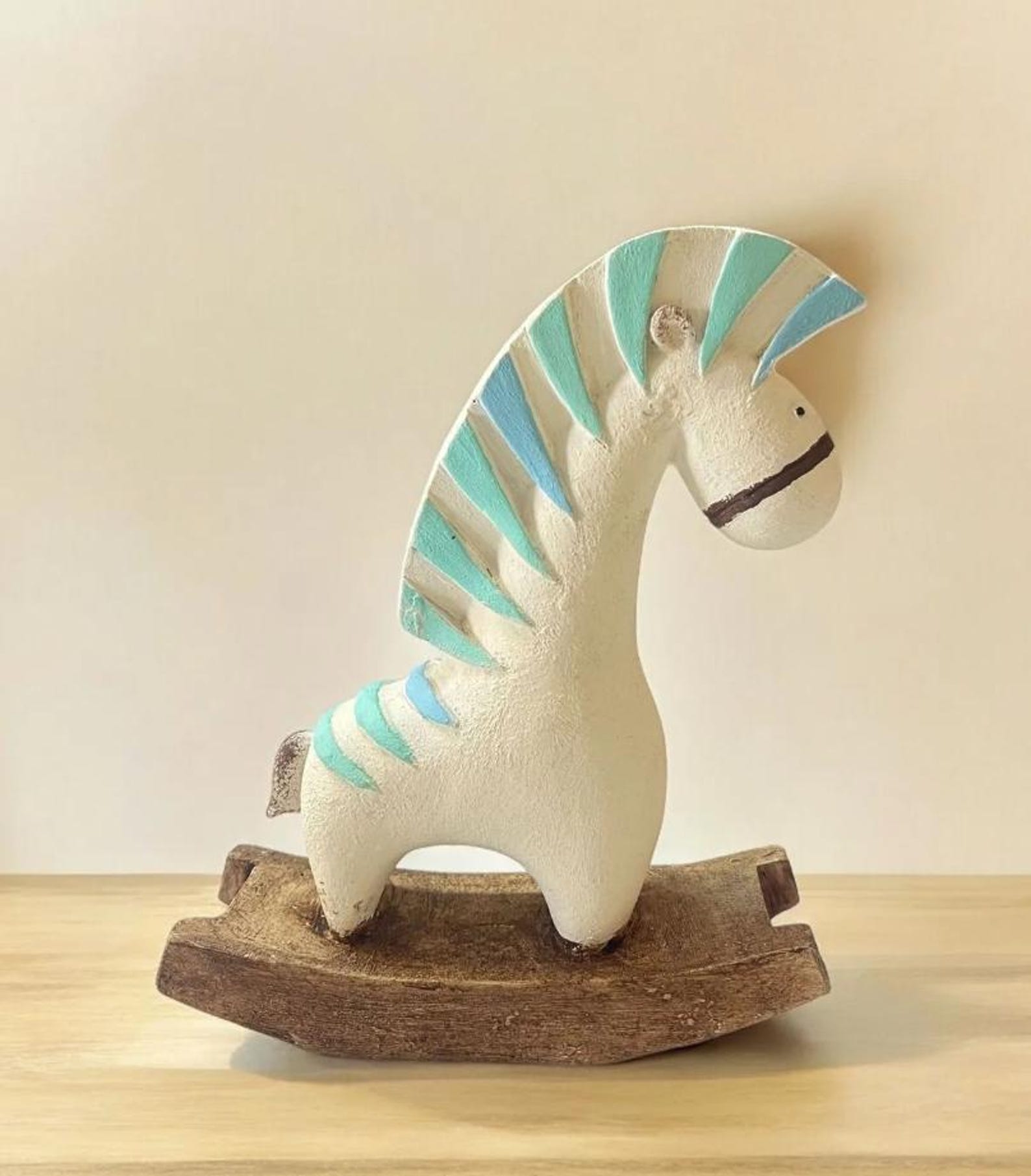 Minimalist Zebra Statue With Rocking Base, Polyester Cute Zebra Decor ...