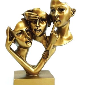 Three Faces Sculpture, Abstract Face Sculpture, Unique Table Decor ...