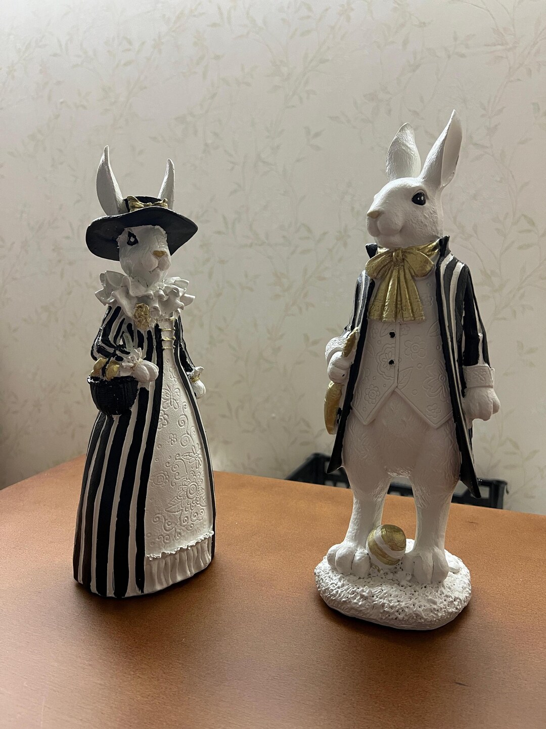 Easter Bunny Decor, Elegant Rabbit Couple, Easter Home Decor, Spring ...