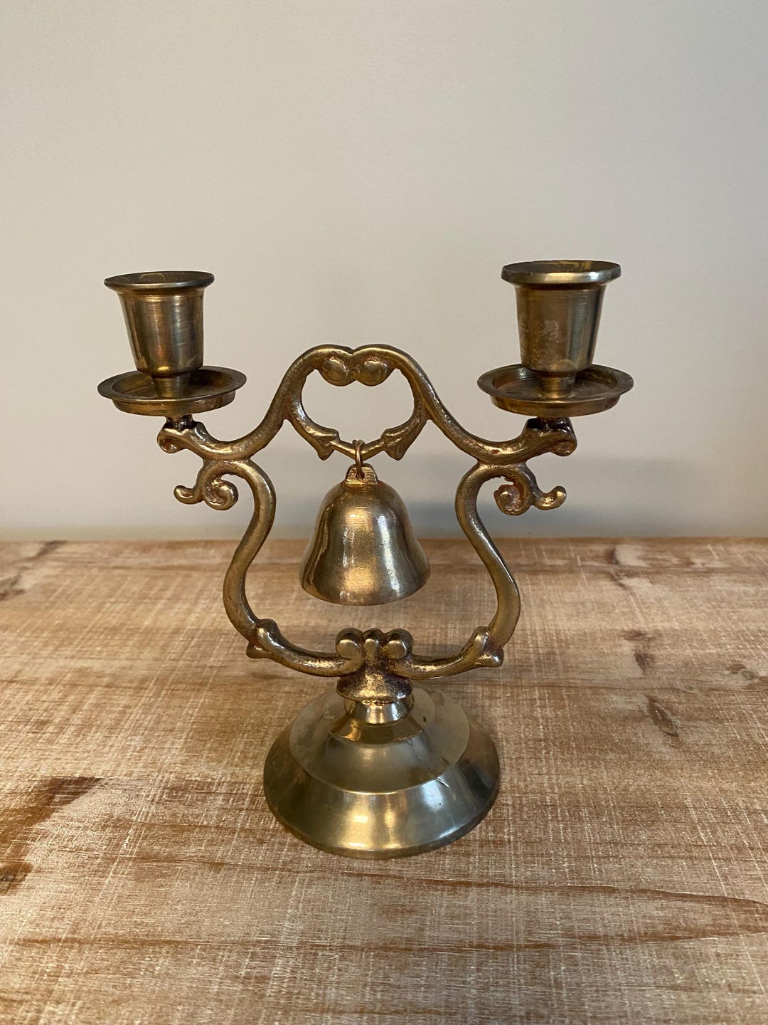 Vintage Tavern Bell Candle Holder. Brass Double Candle Holder - Etsy