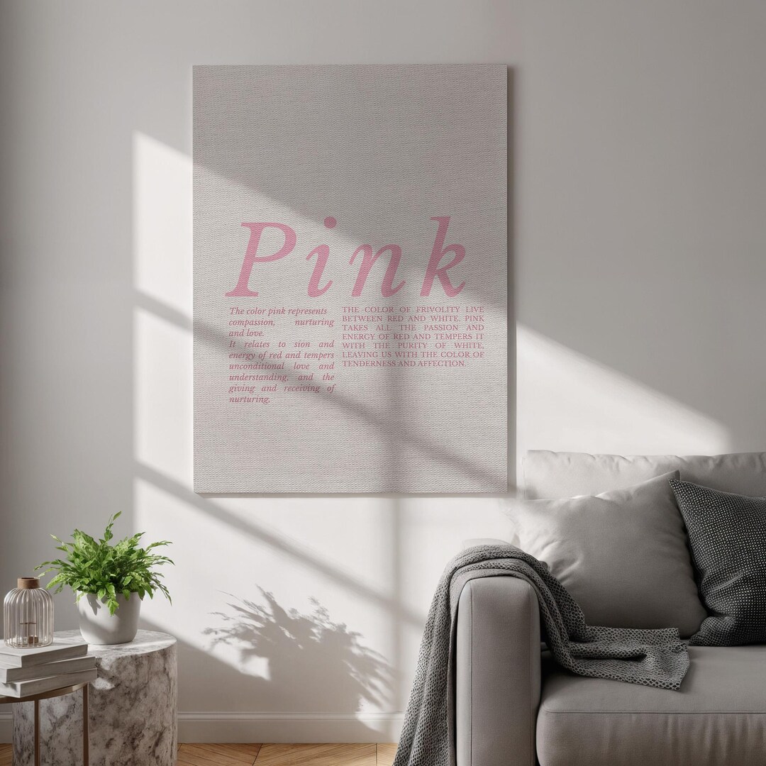 Pink Color Psychology Canvas Art, Minimal Typography Wall Print ...