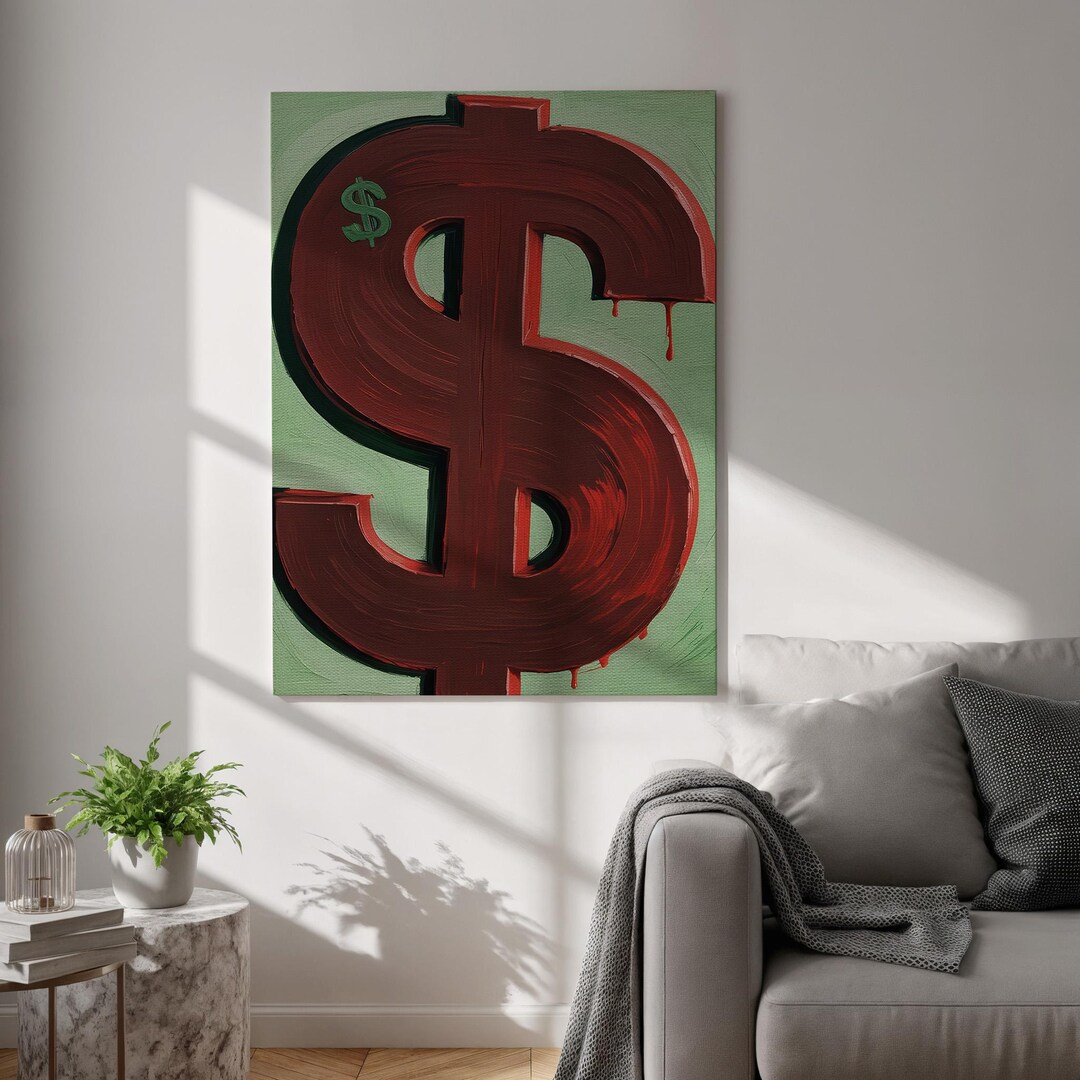 Dollar Sign Canvas, Pop Art Money Print, Framed Graffiti Wall Art ...