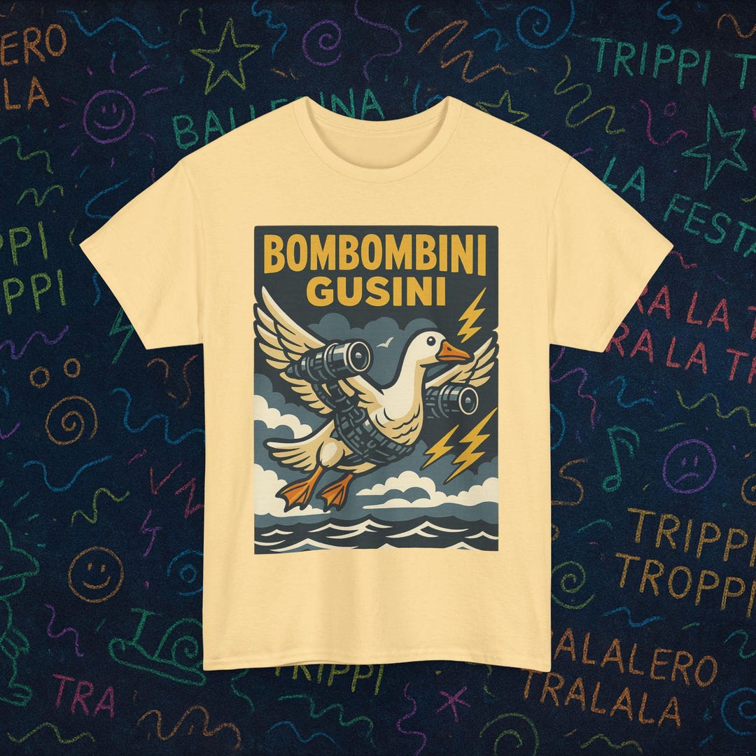 Bombombini Gusini Italian Brainrot Meme Vector T Shirt Jet Engine Goose ...